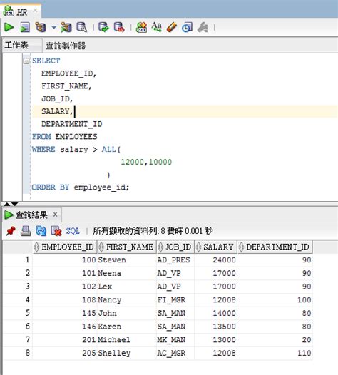 Java程式教學甘仔店 Oracle Sql All的用法教學