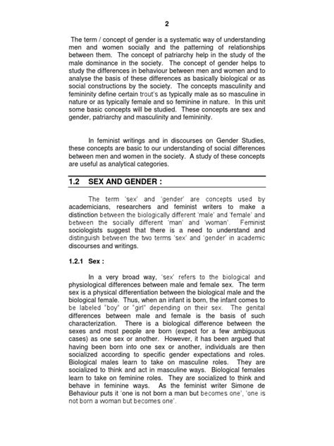 Concepts On Gender And Sex And Other Important Concepts In Gender