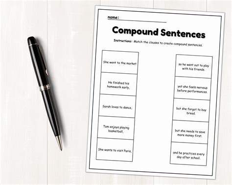 Compound Sentence Worksheets Sentence Structure Coordinating