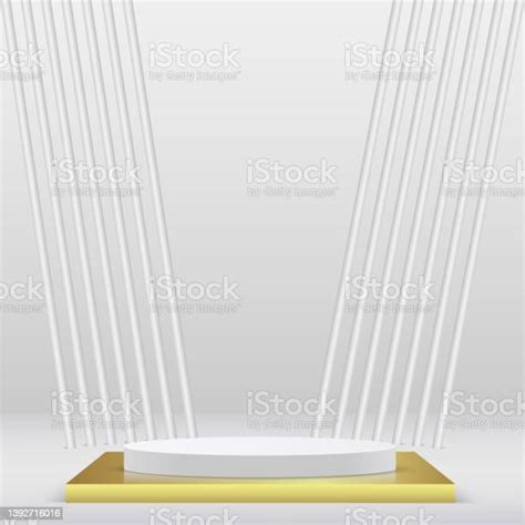 프리젠 테이션을위한 흰색과 금색 연단이있는 추상적 인 배경 벡터 0명에 대한 스톡 벡터 아트 및 기타 이미지 0명 3차원 형태 강단 Istock