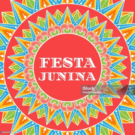 페스타 주니나 배경 벡터입니다 브라질 휴일 파티에 대 한 축제 배너입니다 페스타 데 상 조아오 일러스트 카니발 컬러풀한 여름 무늬 디자인 24에 대한 스톡 벡터 아트 및