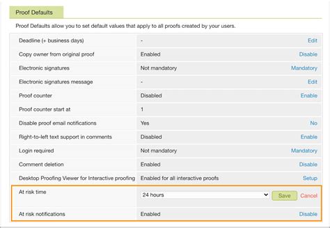 Set Default At Risk Proof Settings Adobe Workfront