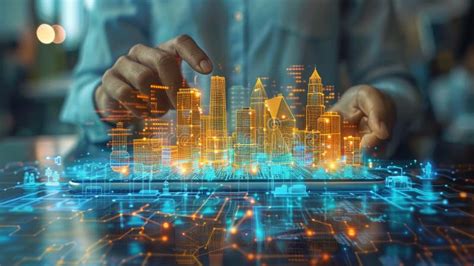 Futuristic Cityscape Interaction On Digital Interface Stock Image Image Of Technology