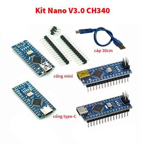 Kit Arduino Nano V3 0 Ch340 Có Kèm Cáp Mini Usb Kit Nano Atmega328p Shopee Việt Nam