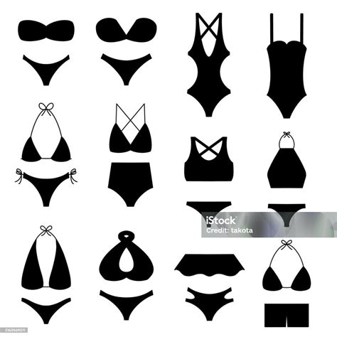 Swimming Costume Set Stock Illustration Download Image Now Bikini Clothing Cute Istock