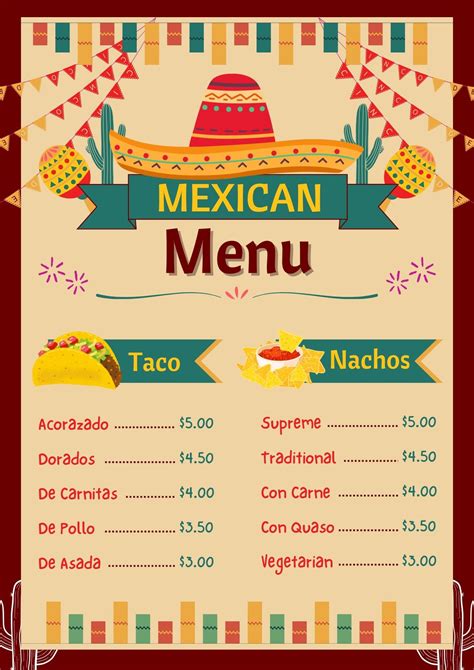 Mexican Menu Template