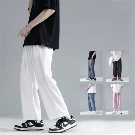 กางเกงขายาวลําลอง ทรงหลวม ทรงตรง สีขาว สําหรับผู้ชาย Th