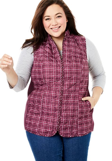 Woman Within Woman Within Womens Plus Size Zip Front Quilted Vest Vest