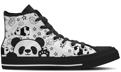 Lazy Panda Doodle High Top Shoes Custom Canvas Sneakers