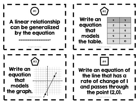 Modeling Linear Functions Task Cards 8f4 Bright In The Middle