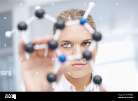 Scientist Laboratory Or Woman With Molecule Structure For Theory