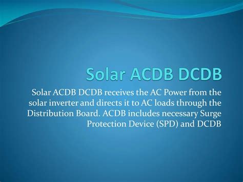 PPT Solar ACDB DCDB PowerPoint Presentation Free Download ID