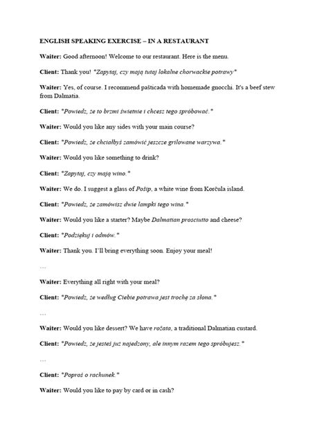 English Speaking Exercise Pdf