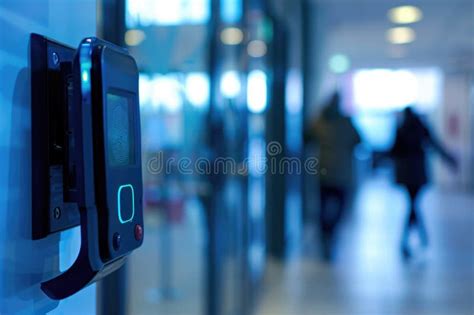 Modern Access Control System With Biometric Fingerprint Scanner In High Traffic Corporate