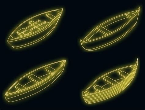 Premium Vector Canoeing Icons Set Vector Neon