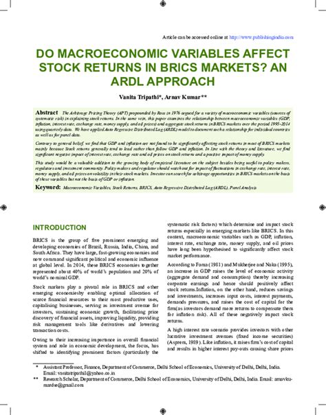 Pdf Do Macroeconomic Variables Affect Stock Returns In Brics Markets An Ardl Approach