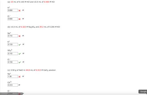 Solved A 10 ML Of 0 100MHCl And 10 0 ML Of 0 550MHCl H Chegg Com