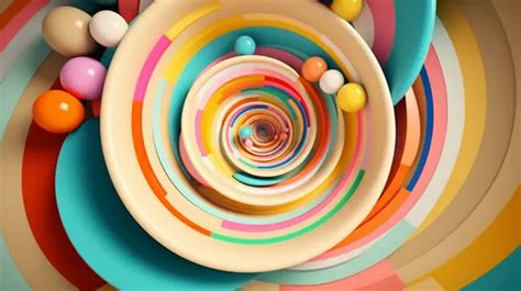 Abstract 3d Render Colorful Circle Spirals On Beige Background 3d Abstract 3d Art 3d Design
