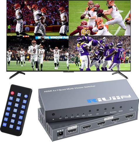 Expert Connect 4 Ports Quad Hdmi Multi Viewer Screen Divider Switch 1080p 60hz