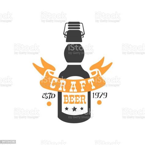 리본 공예 맥주의 병의 크리에이 티브 벡터 상징 양조 회사 기호입니다 알콜 음료입니다 제품 라벨에 대 한 그래픽 요소 검은색에 대한 스톡 벡터 아트 및 기타 이미지 Istock