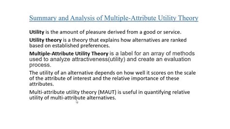 Summary And Analysis Of Multi Attribute Utility Theory Youtube