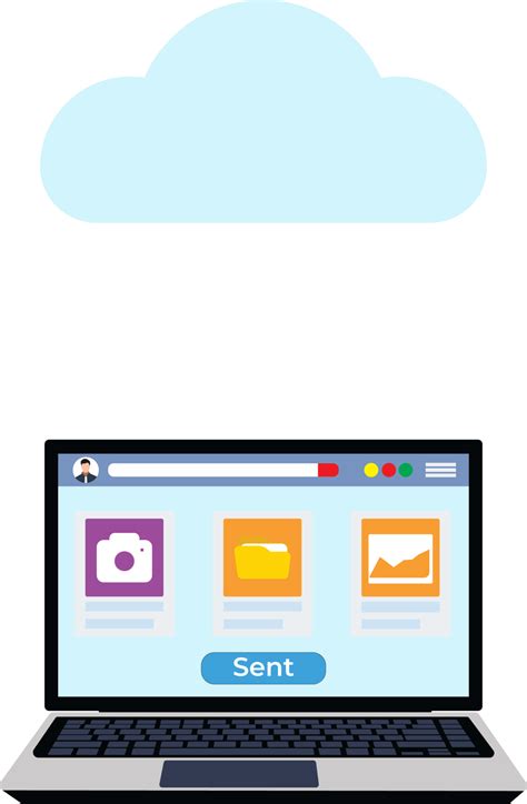 Files And Information Transferring To Cloud Storage Cloud Server And Storage With A Laptop
