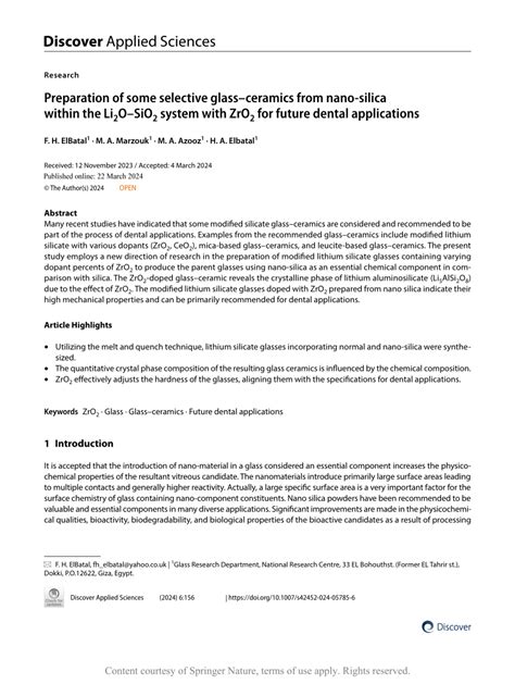 Pdf Preparation Of Some Selective Glass Ceramics From Nano Silica