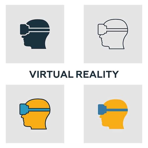 Premium Vector Virtual Reality Icon Set Four Elements In Diferent Styles From Visual Device