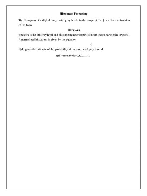 Histogram Processing Pdf Histogram Recording