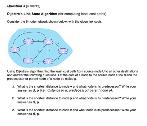 Solved Question 3 5 Marks Dijkstras Link State Algorithm