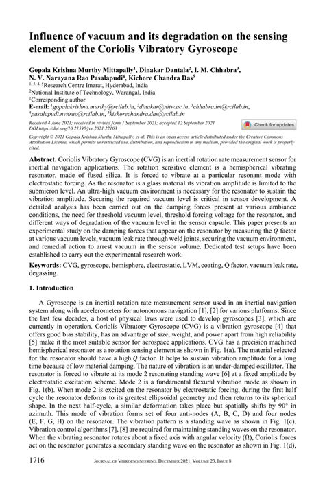 Pdf Influence Of Vacuum And Its Degradation On The Sensing Element Of