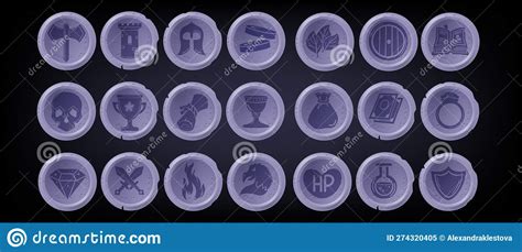 Rpg Game Icon Set Ui Pictogram Kit Fantasy Mobile App Collection