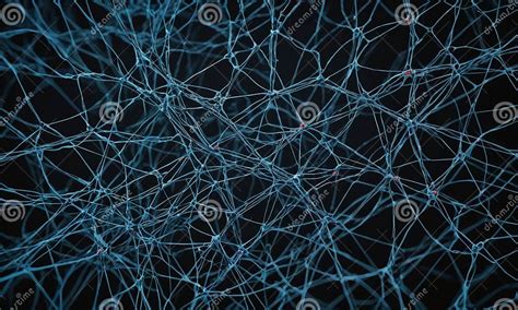 Complex Network Interconnected Blue Lines And Dots Resembling Brain Or Nervous System Fills