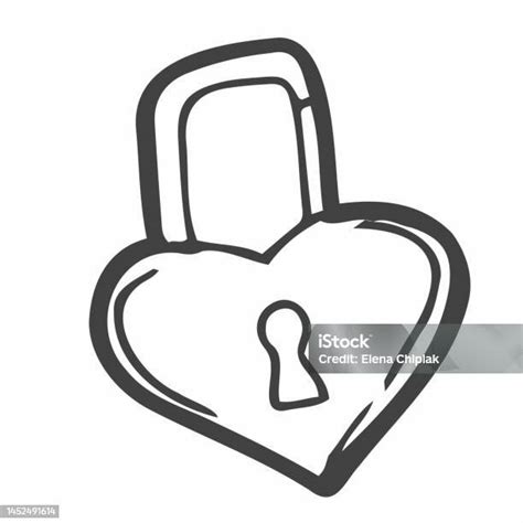 하트 모양의 키 잠금 장치 손으로 그린 스케치 스타일 벡터 삽화 개념과 주제에 대한 스톡 벡터 아트 및 기타 이미지 개념과 주제 그래프 낙서 드로잉 Istock