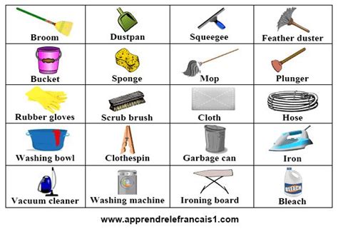 أدوات التنظيف معدات تنظيف منزلية بالإنجليزية