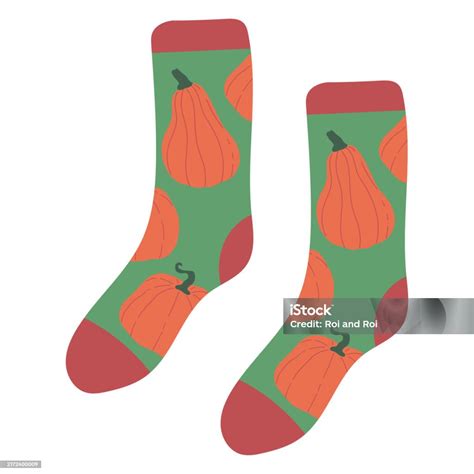 Comfortable Fall Socks Vector Cartoon Illustration Isolated On A White