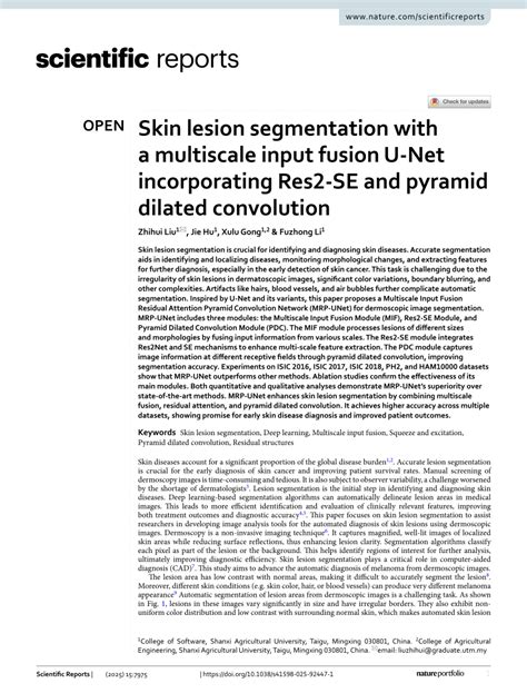 Pdf Skin Lesion Segmentation With A Multiscale Input Fusion U Net Incorporating Res2 Se And