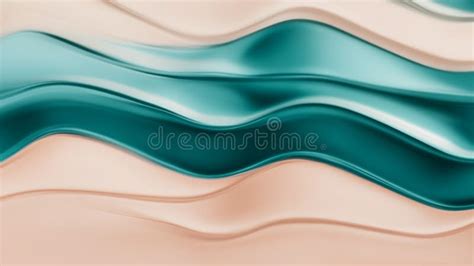 Undulating Abstract Waves In Teal And Peach Representing Fluid Movement Created Using