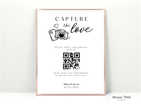 Modern Capture The Love Template Qr Code To Share Wedding Photos
