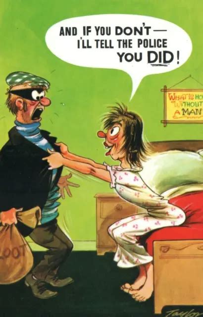 Comic Rude Risque Bamforth Burglar Wont Have Sex With Ugly Lady