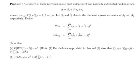 solved consider the linear regression model with independent