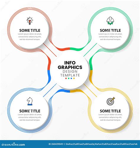 Infographic Template Circle With 4 Steps And Lines Stock Vector Illustration Of Connected