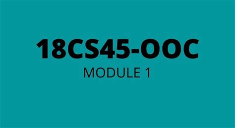 18mat45 Module 1 Object Oriented Concepts Vtu Notes