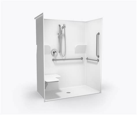 Sss 6233 Bf 75 Solid Surface Alcove One Piece Shower With Center Drain In Starlight Granite