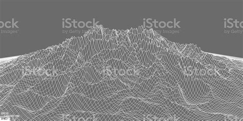 흰색 배경의 와이어프레임 풍경 추상 기하학적 벡터 기술 배경 3d 벡터 디지털 배경 0명에 대한 스톡 벡터 아트 및 기타 이미지 0명 3차원 형태 각도 Istock