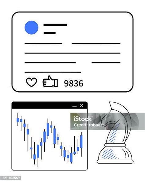 소셜 미디어 메트릭스 재무 차트 분석 전략과 영향력을 나타내는 체스 나이트 개념에 대한 스톡 벡터 아트 및 기타 이미지 개념 개념과 주제 고객 참여 Istock