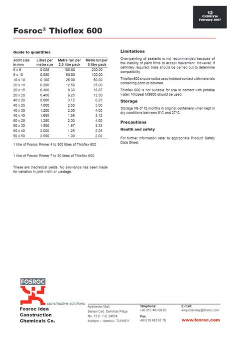 Fosroc Thioflex 600 Polysulphide Sealant Bucket At Rs 1500 Kg In Vadodara