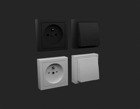 3d Model Two Switches And Two Sockets Vr Ar Low Poly Cgtrader