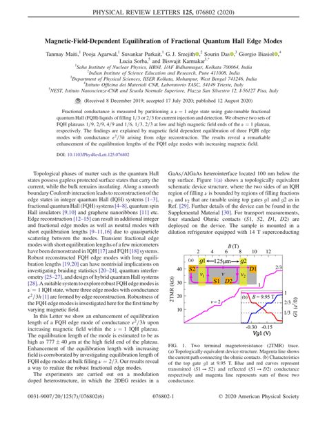 Pdf Magnetic Field Dependent Equilibration Of Fractional Quantum Hall Edge Modes