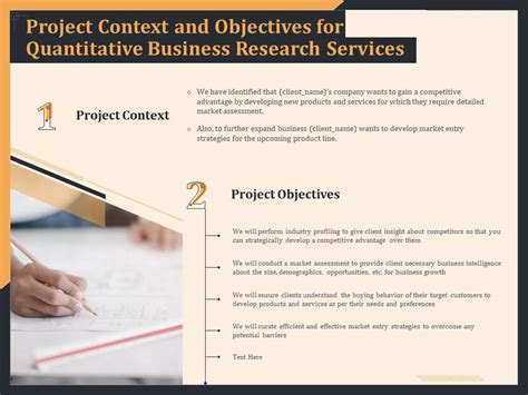 Project Context And Objectives For Quantitative Business Research Services Ppt File Formats
